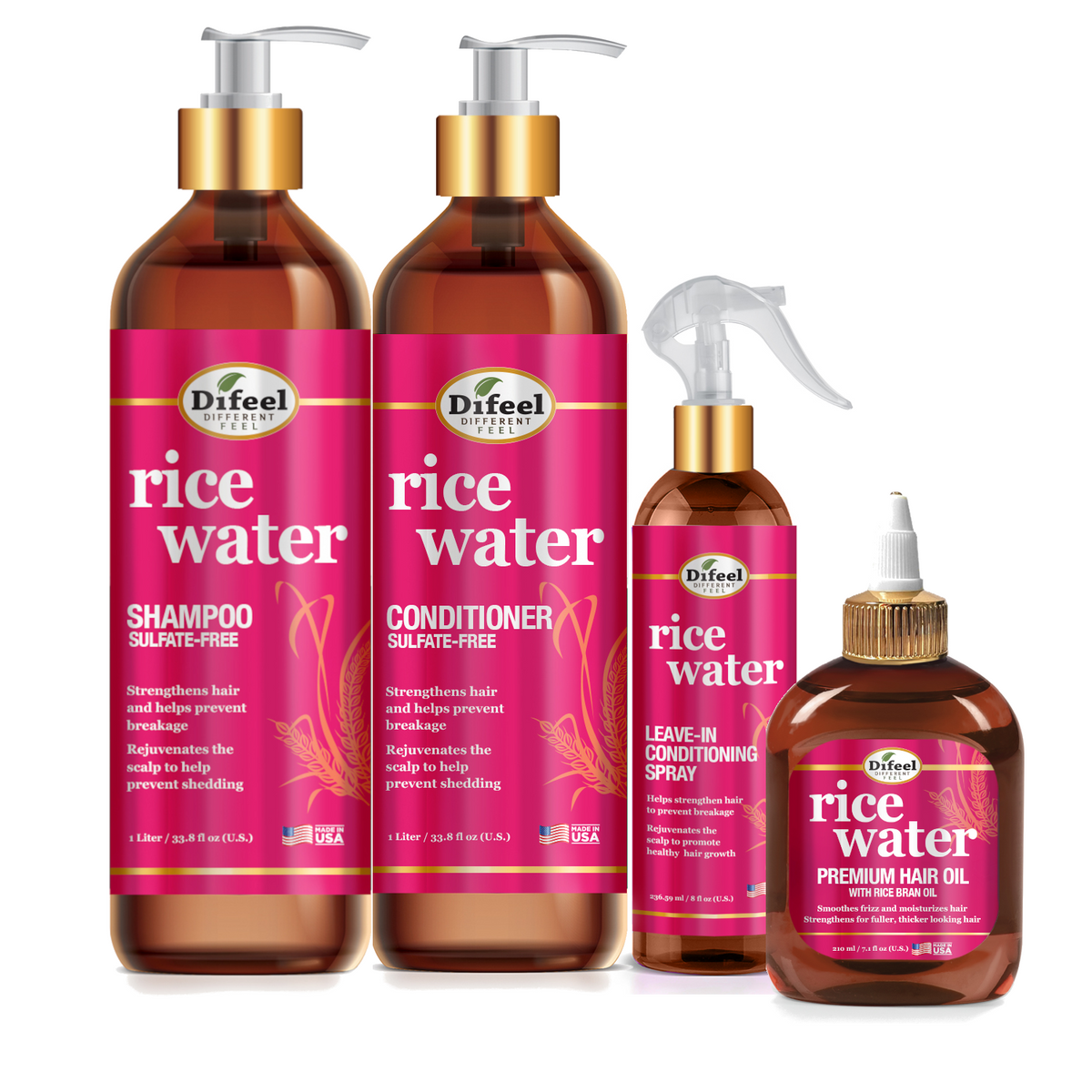 Difeel Rice Water Hair Care 4PC Shampoo Deep Conditioning Set — Fisk ...